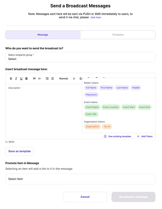How to Send a Broadcast Message to Your Bidders